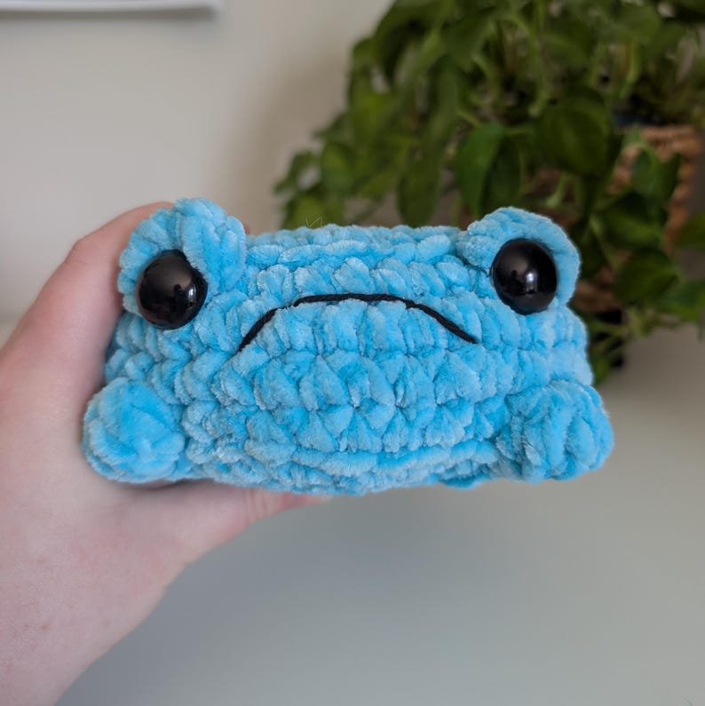 Crochet Grumpy Toad Plushie | Handmade Soft Chenille Stacking Toad ...