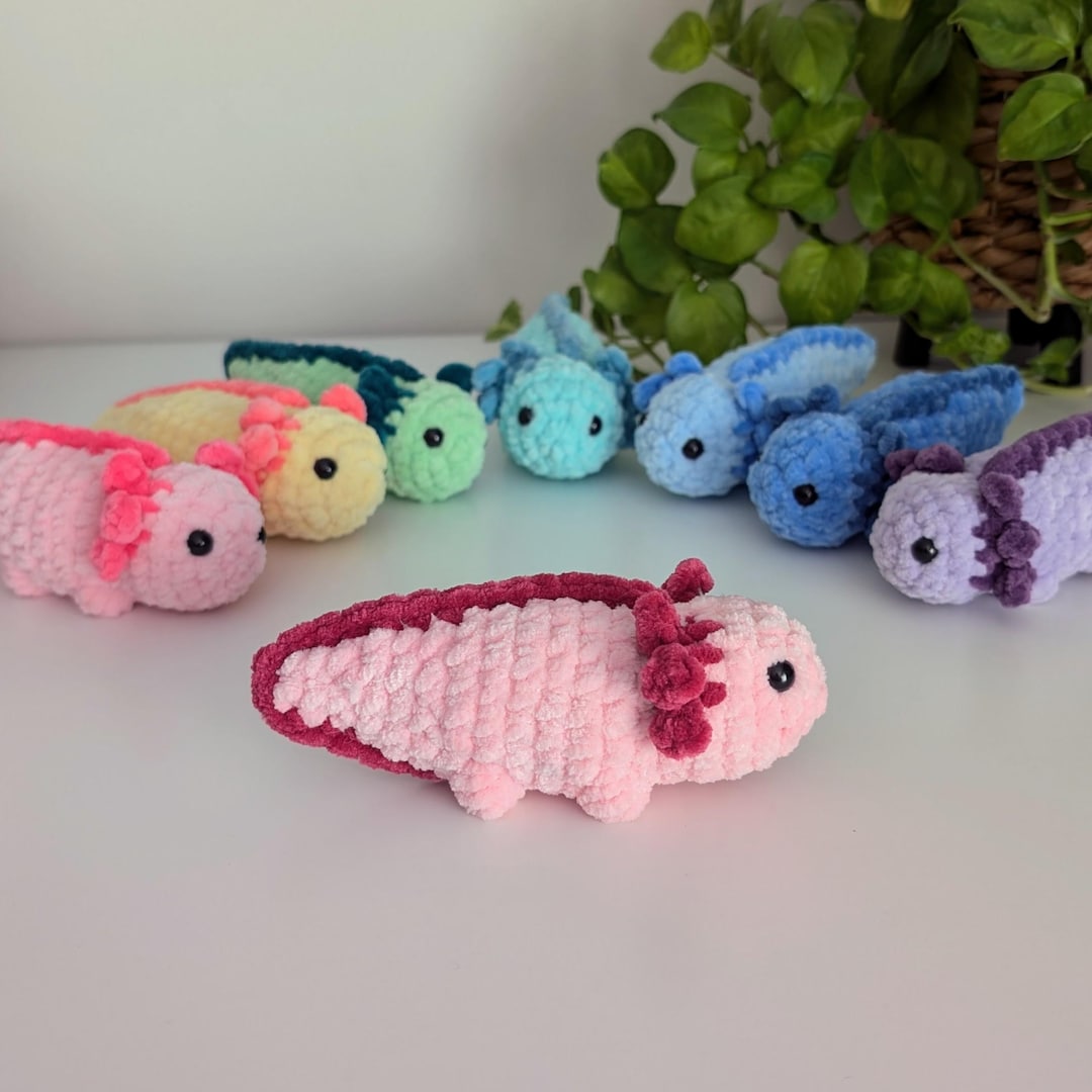 Crochet Axolotl Plushie | Crochet Salamander | Small Aquatic Animal ...