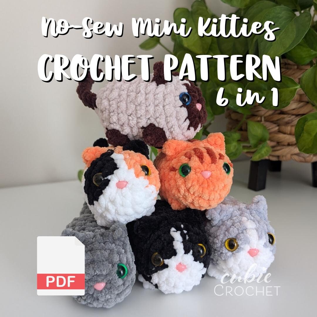 No Sew Cat Crochet Pattern PDF Instructions Only 6 in 1 Mini Kitties ...