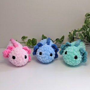 Big Crochet Axolotl Plushie Crochet Salamander Aquatic Animal Crochet ...