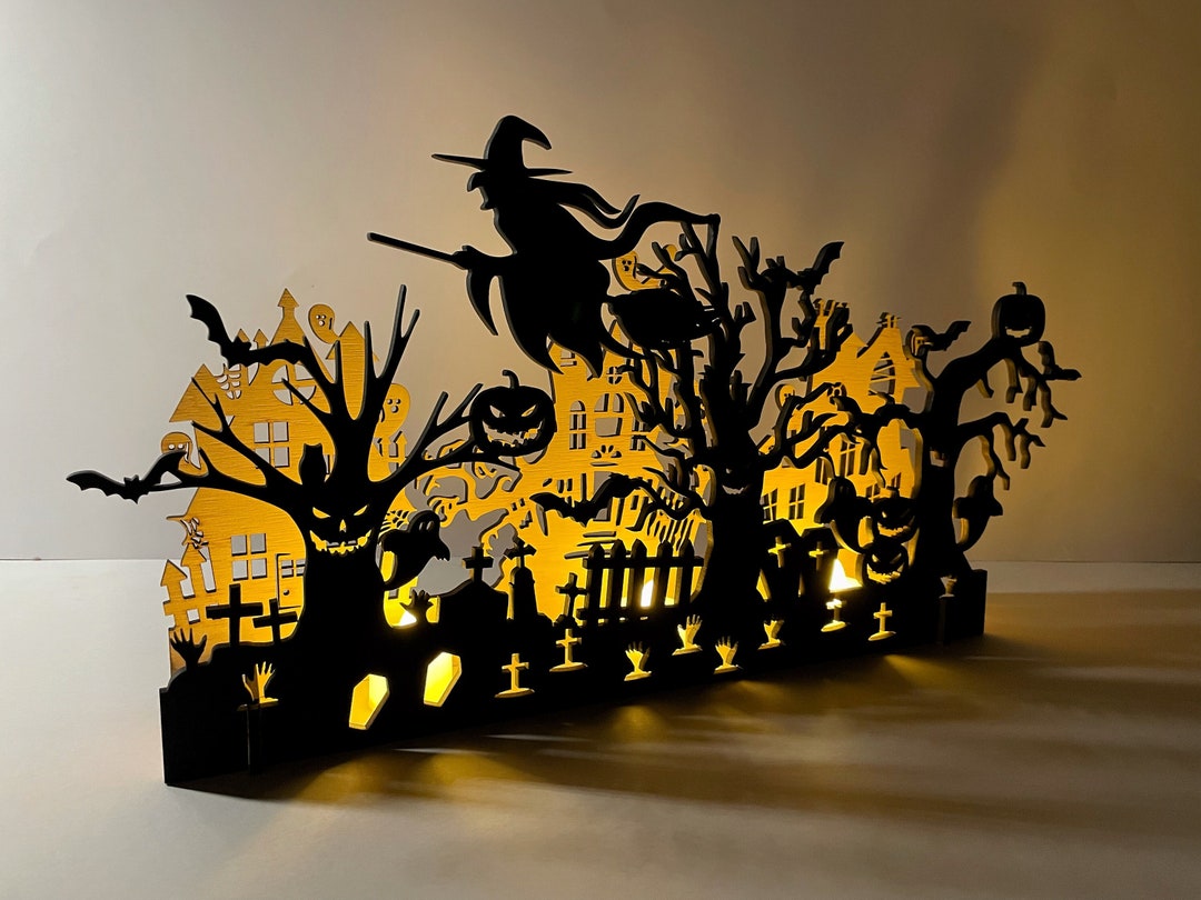 Halloween Tealight/ Halloween Table Top Decoration/ Spooky Silhouette ...