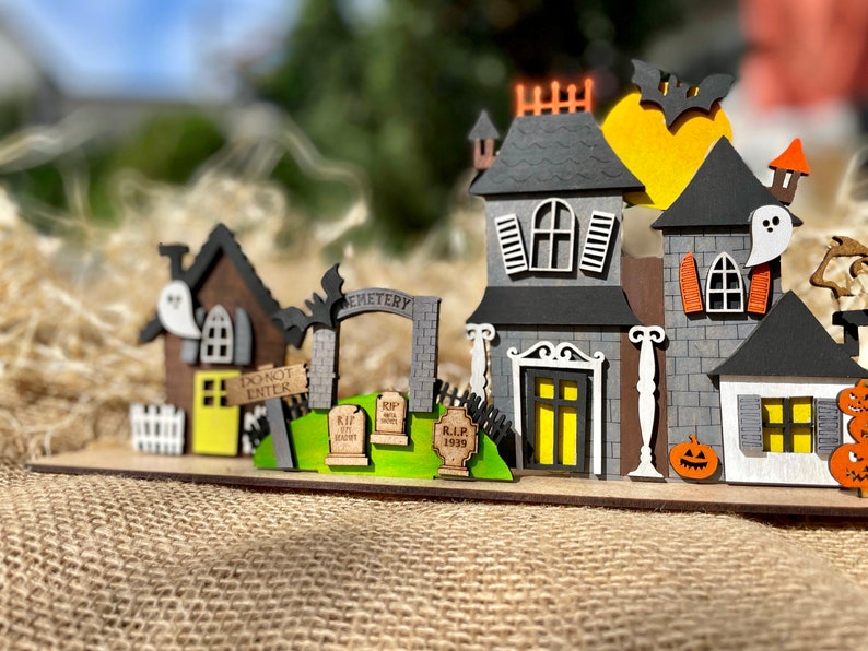 Standing Halloween Haunted House Halloween Decoration Tiered - Etsy