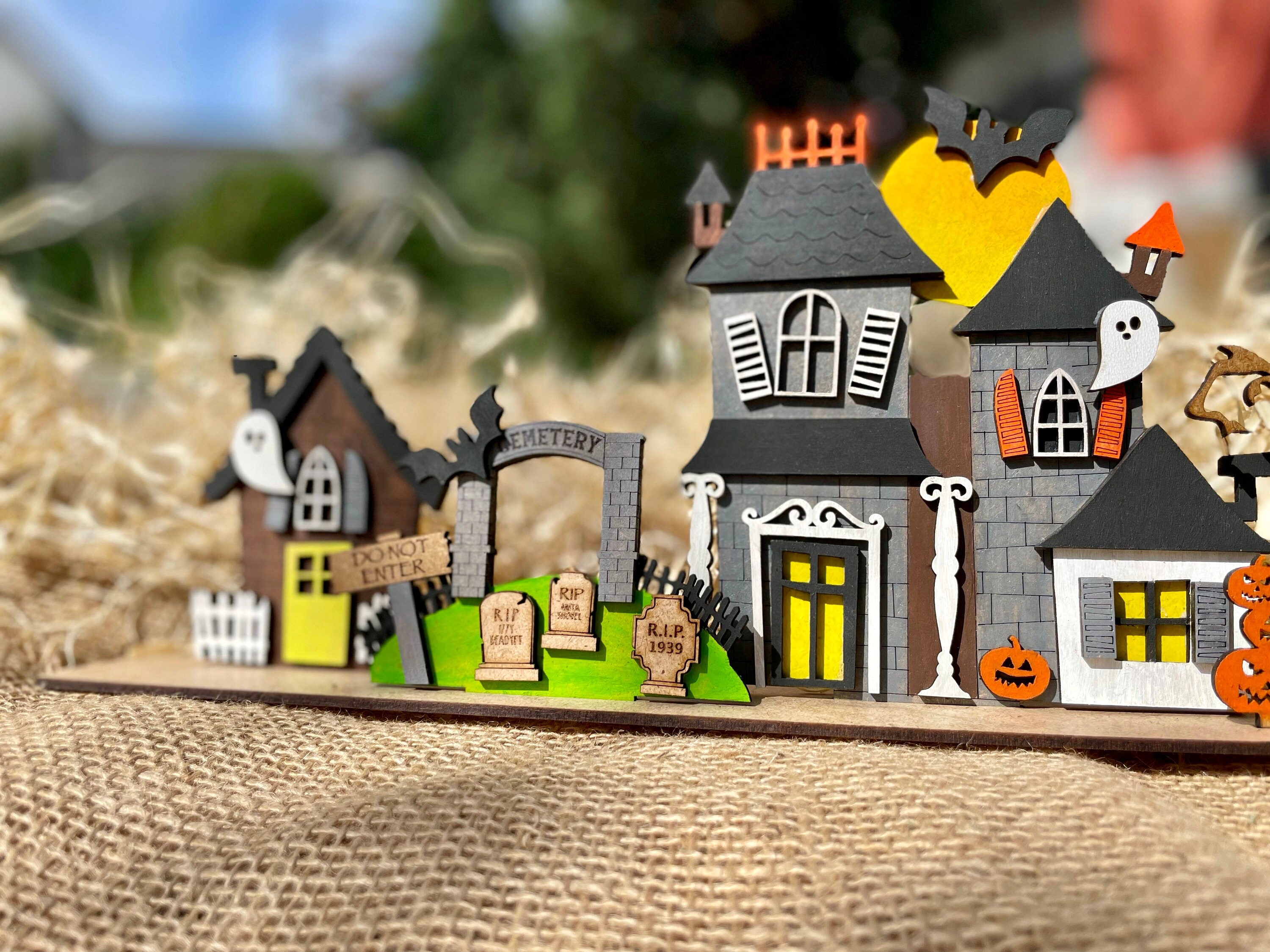 Standing Halloween Haunted House Halloween Decoration Tiered - Etsy