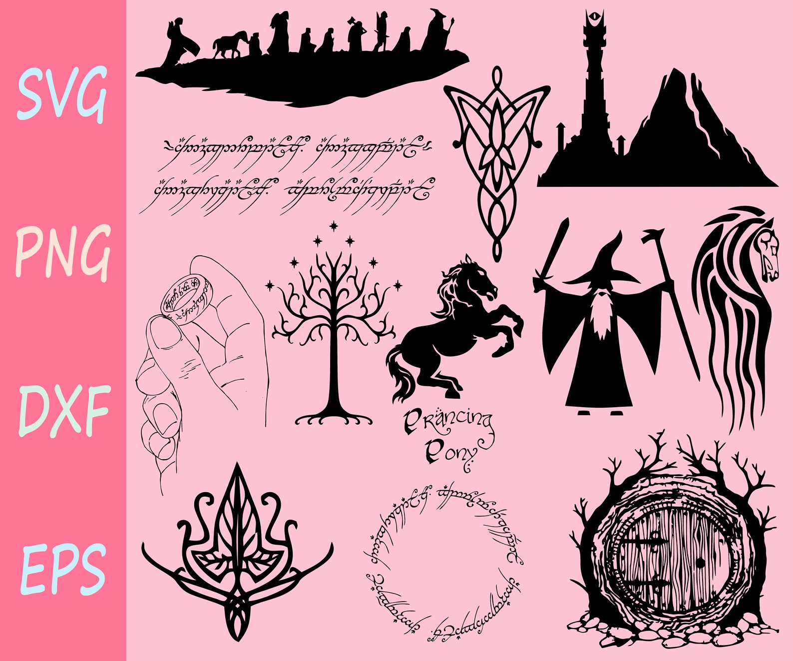 The Lord of the Rings Svg Bundle, Lotr Set, Prancing Pony, Hobbit Hole ...