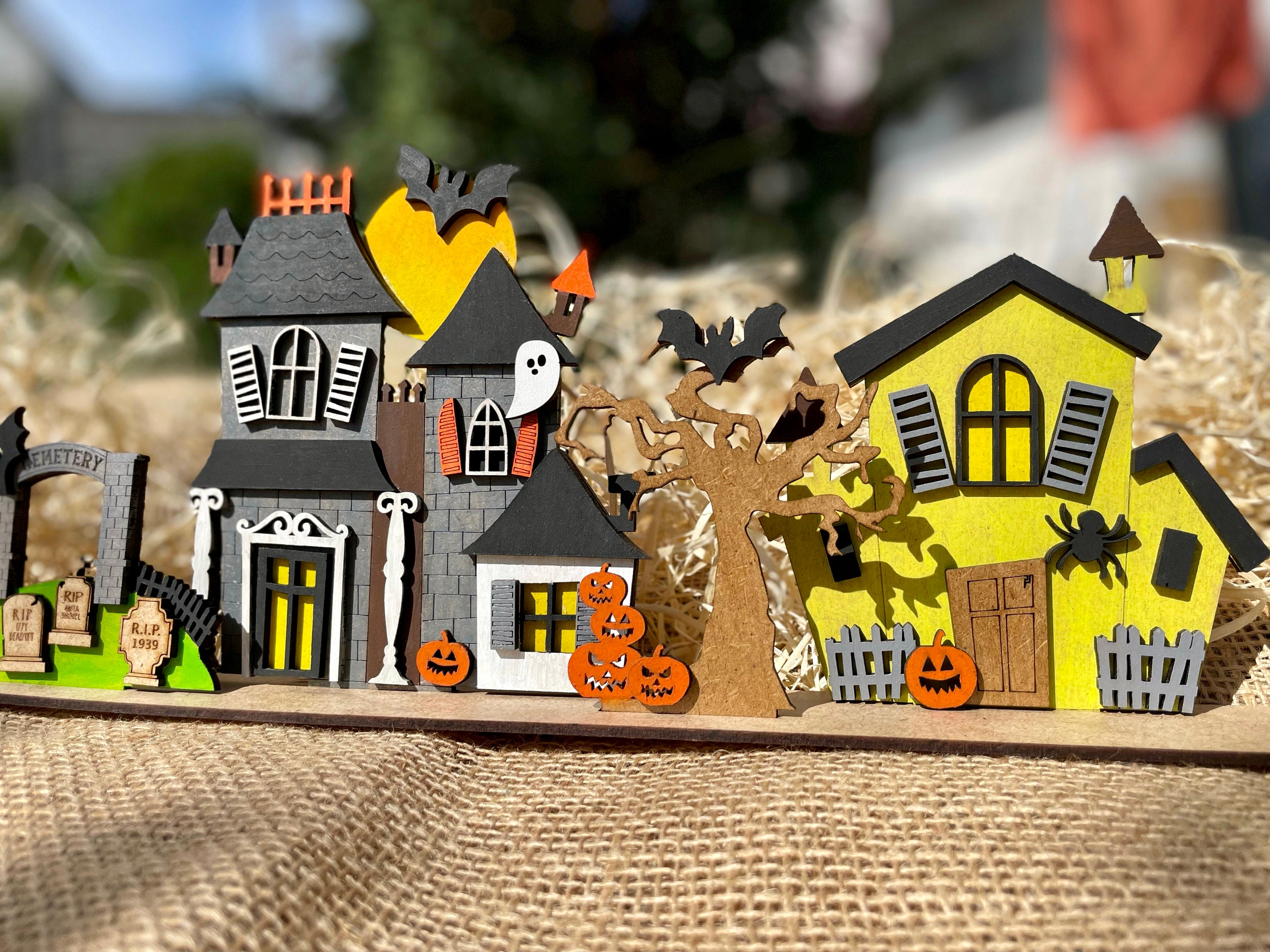 Standing Halloween Haunted House Halloween Decoration Tiered - Etsy