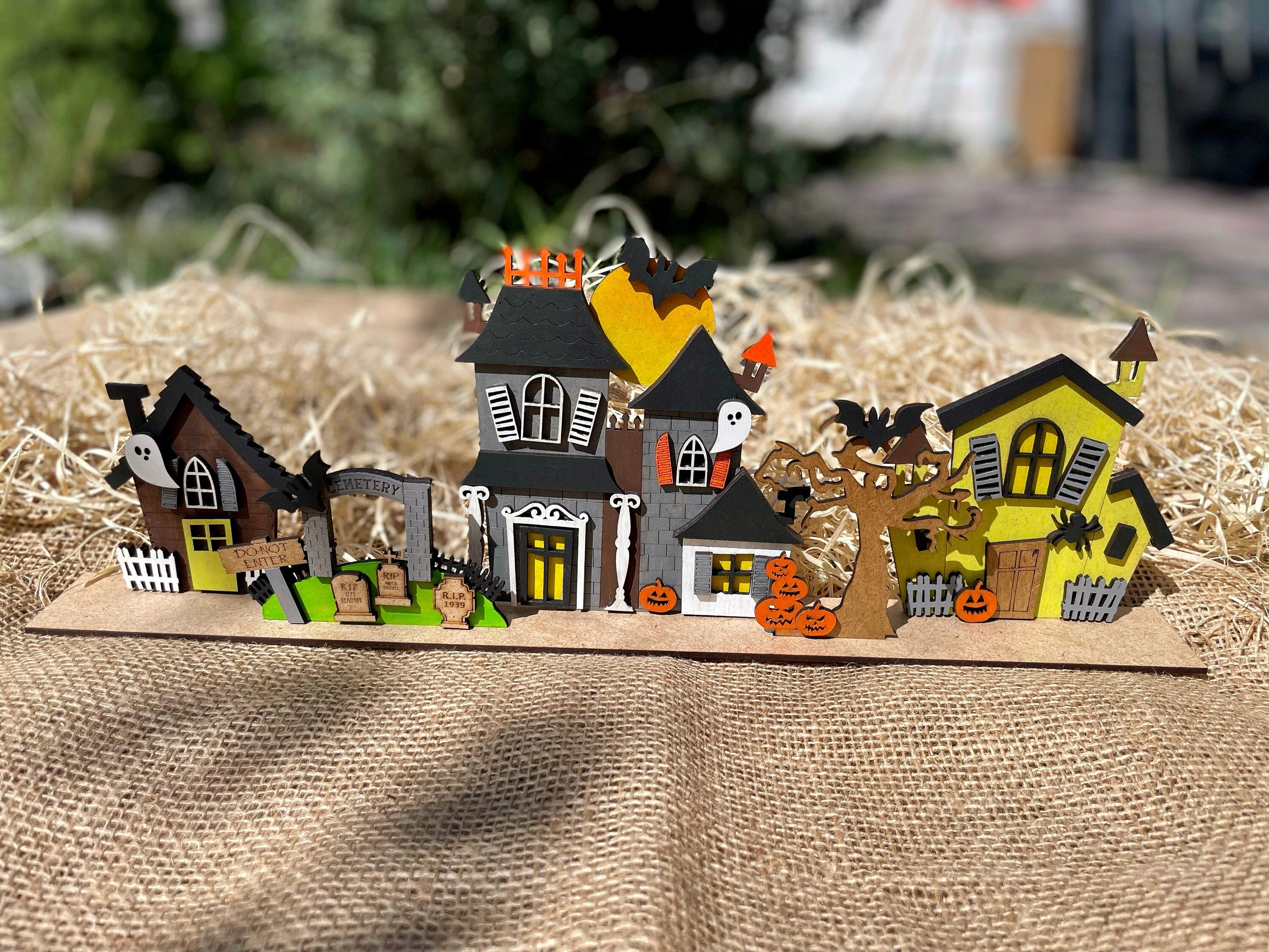 Standing Halloween Haunted House Halloween Decoration Tiered - Etsy