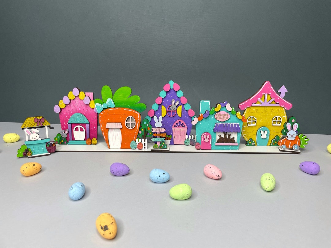 Easter Bunny Standing Houses, Cottontail Easter Houses, Easter Decor ...