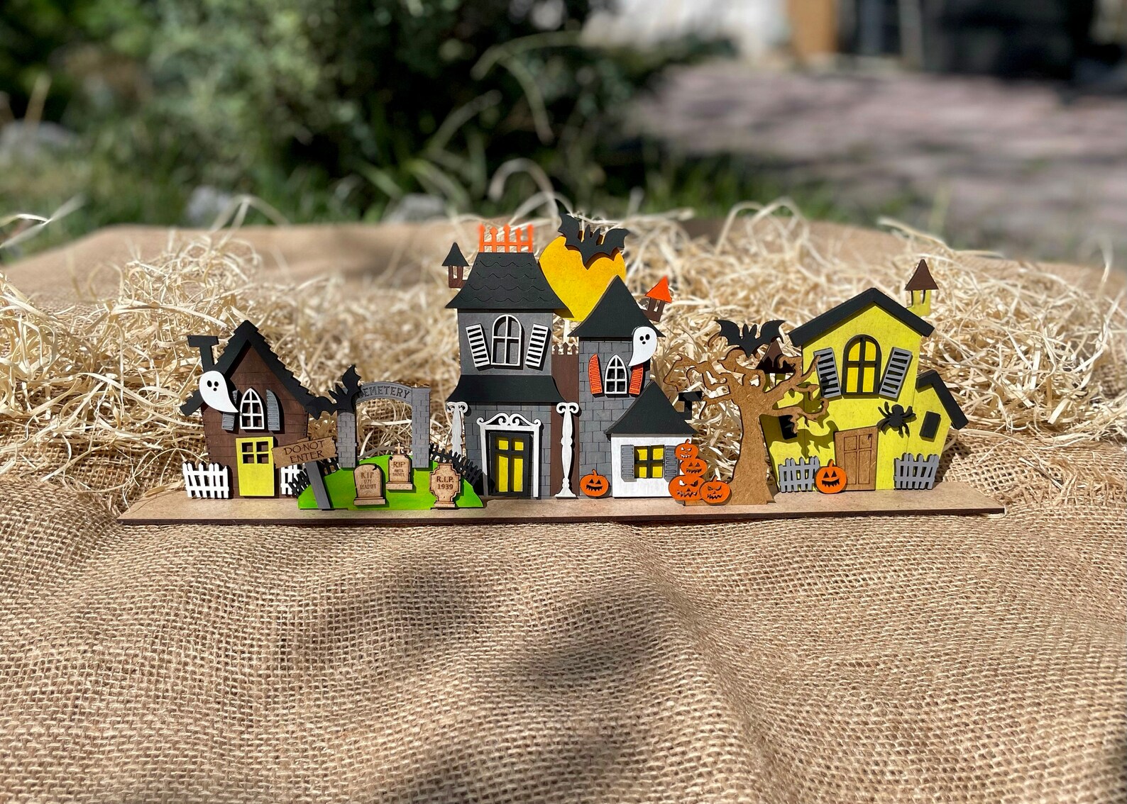 Standing Halloween Haunted House Halloween Decoration Tiered - Etsy