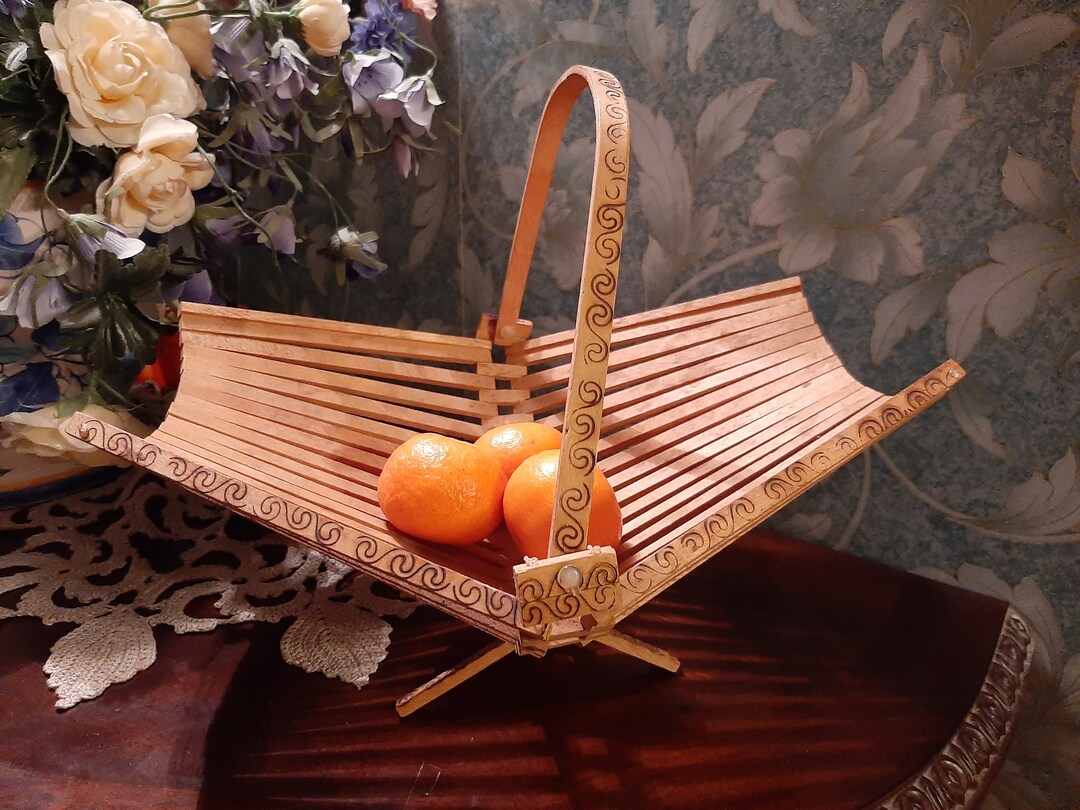 Vintage Wooden Basket Folding Wooden Basket Vintage Interior Decoration ...