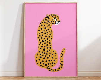 Cheetah Print, Pink Leopard Art Print, Boho Home Decor, Blush Pink Wall Art, Jungle Poster ...