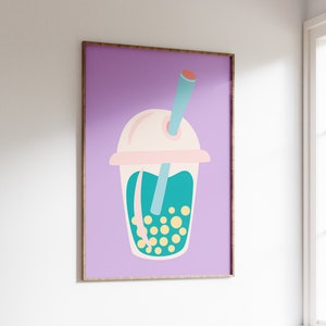 Bubble Tea Printable, Boba Tea, Trendy Colorful Wall Art, Bedroom Decor ...