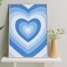 Blue Retro Heart Print, Psychedelic Heart Wall Art, Trendy 60s 70s Wall ...