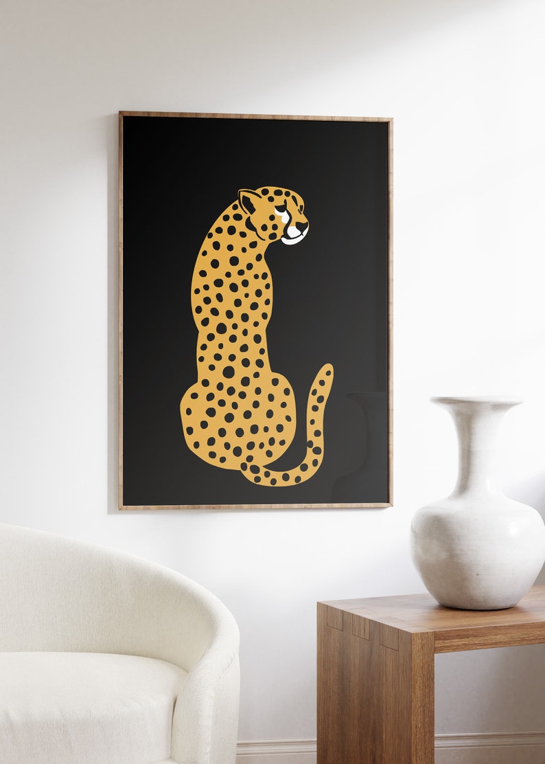 Cheetah Print, Black Leopard Art Print, Boho Home Decor, Black Wall Art ...