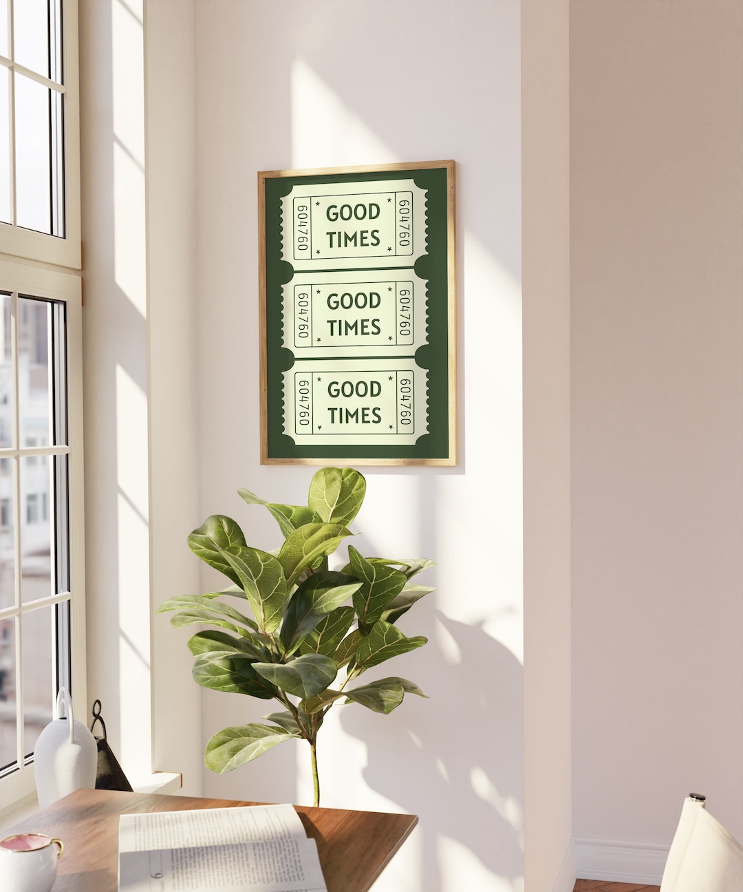 Green Good Times Ticket Printable Trendy Wall Art Retro Print Trendy ...