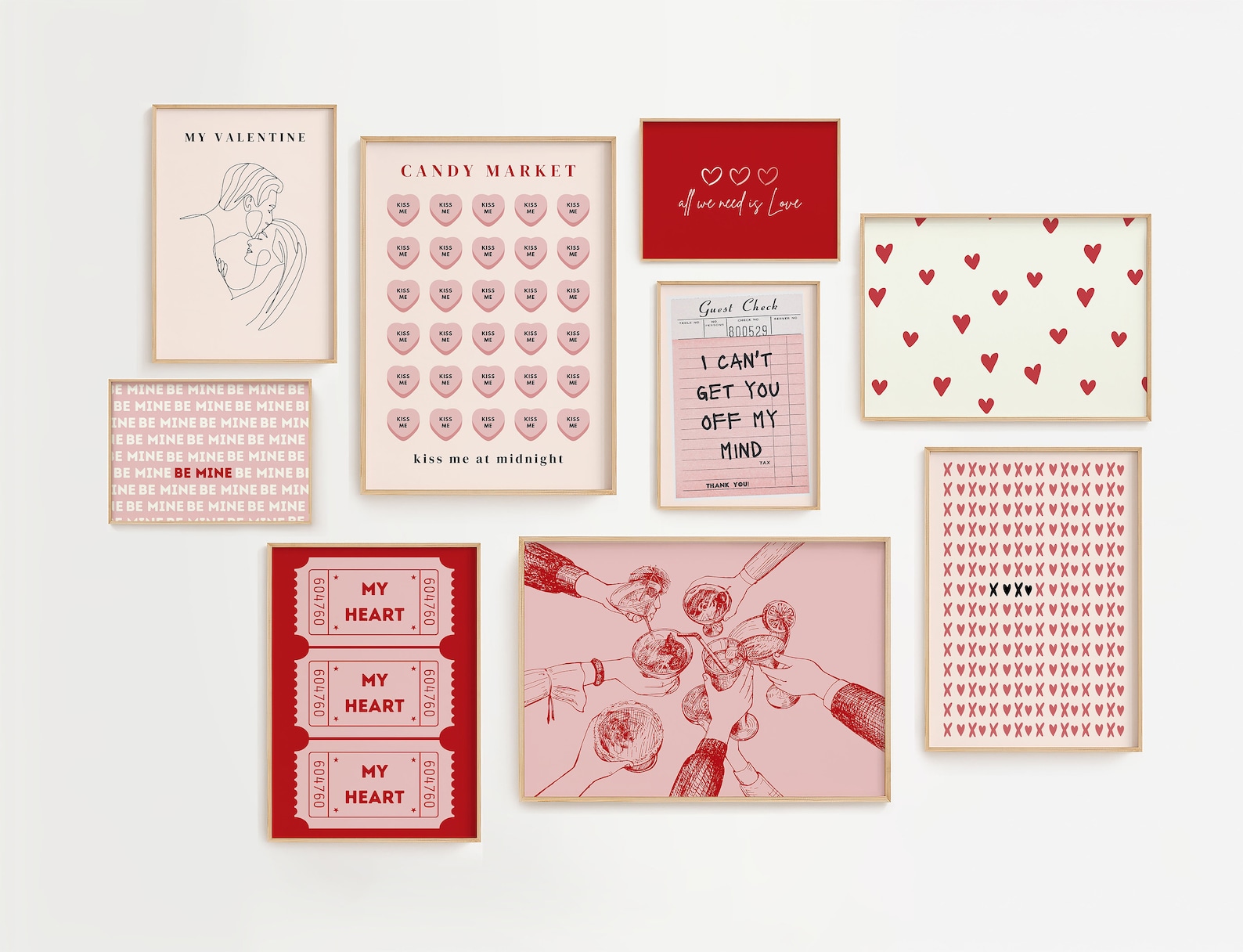 Valentines Day Decor Set of 20 Printables, Valentine Party Decor, Retro ...