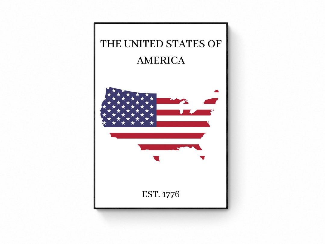 American Flag Printable Art Print, Minimal 4th of July Digital Download ...