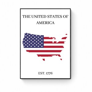 American Flag Printable Art Print, Minimal 4th of July Digital Download ...
