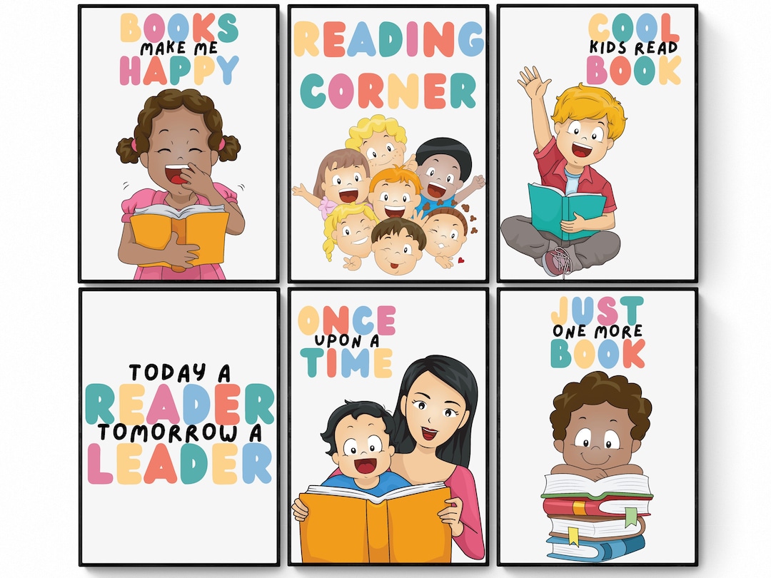 Reading Corner Printable Set of 6, Quote Playroom, Classroom Decor ...