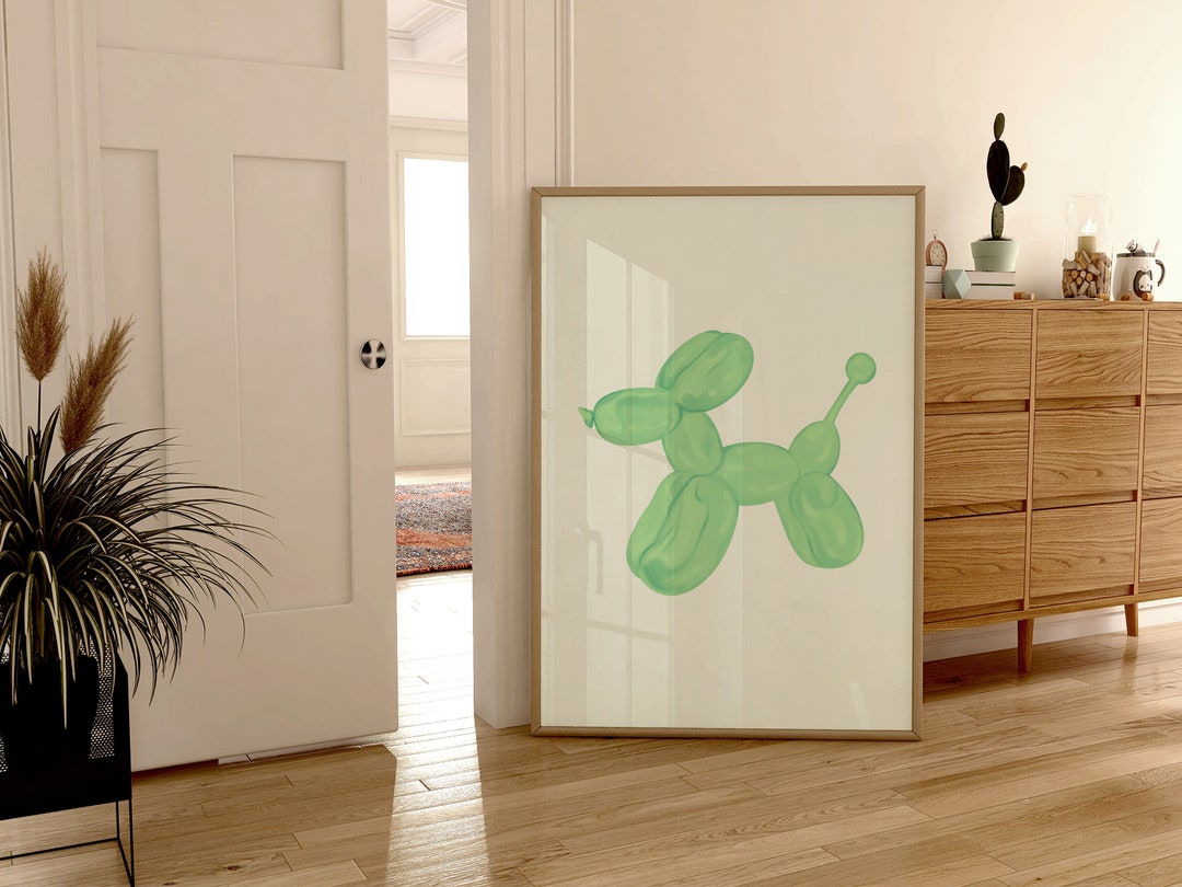 Sage Green Balloon Dog Printable Wall Art, Preppy Bedroom Decor Teens ...