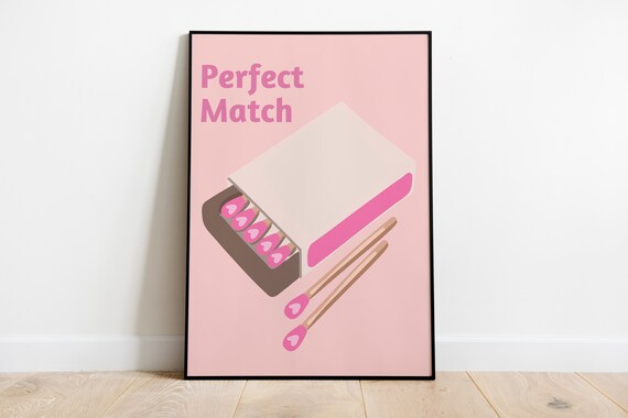 Pink and Red Matchs Printable Trendy Wall Art Perfect Match - Etsy