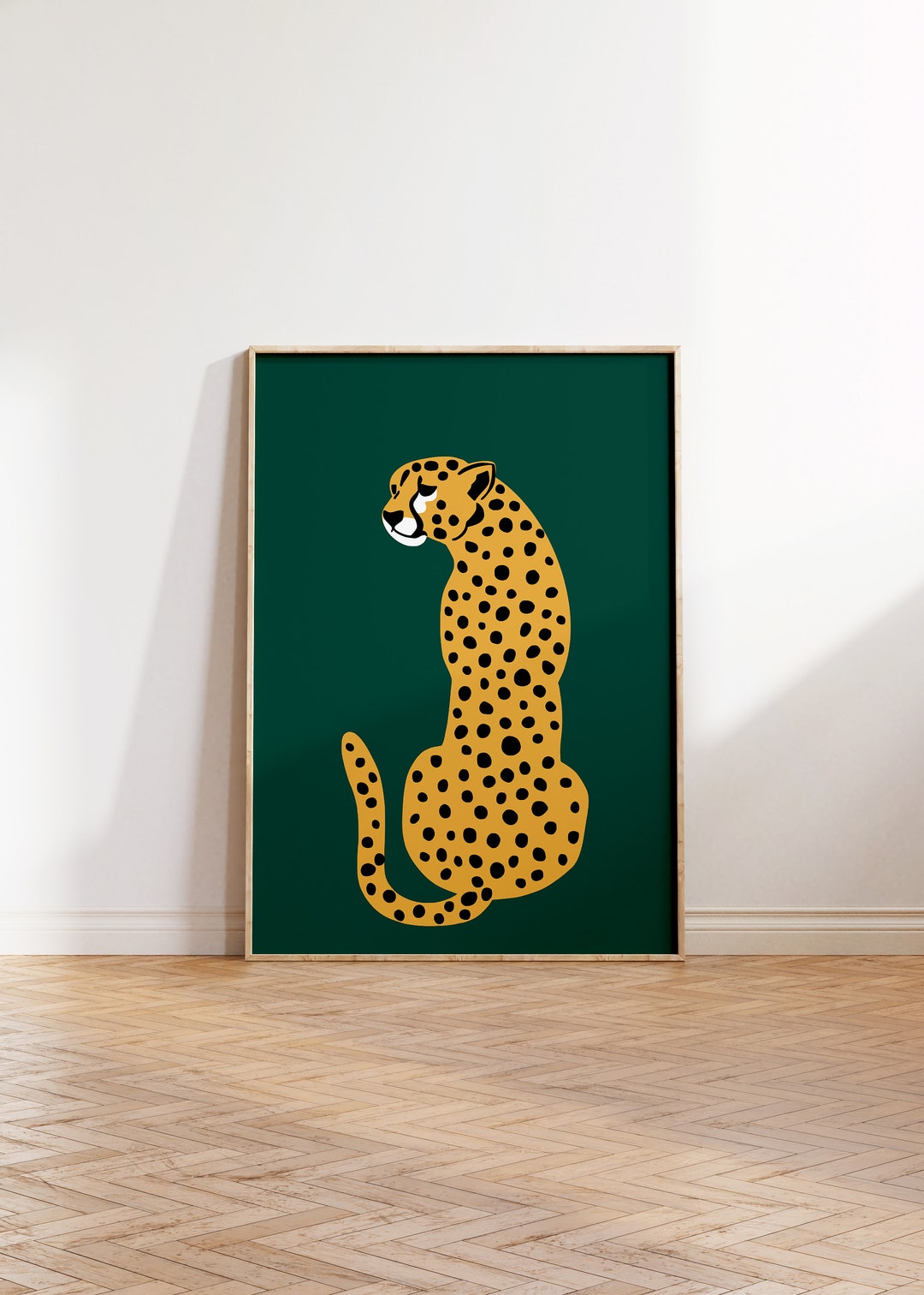 Cheetah Green Wall Art,leopard Wall Art,feline Print,tiger Illustration ...