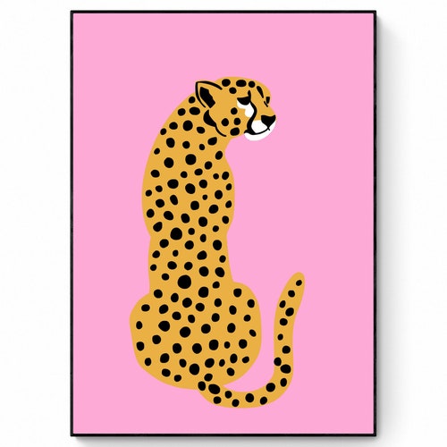 Pink Green Leopard Poster Print Cheetah Wall Art Trendy Wall - Etsy