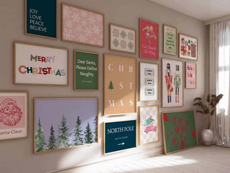 Set of 36 Christmas Gallery Wall Bundle, Christmas Digital Download ...