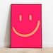 Smile Face Printable, Magenta Retro Poster, Hot Pink Wall Art, Dorm ...