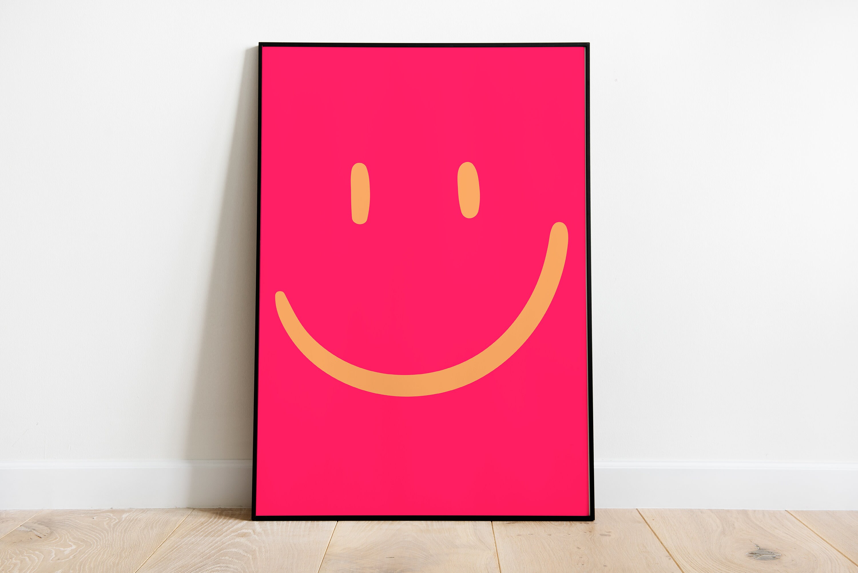 Smile Face Printable, Magenta Retro Poster, Hot Pink Wall Art, Dorm ...