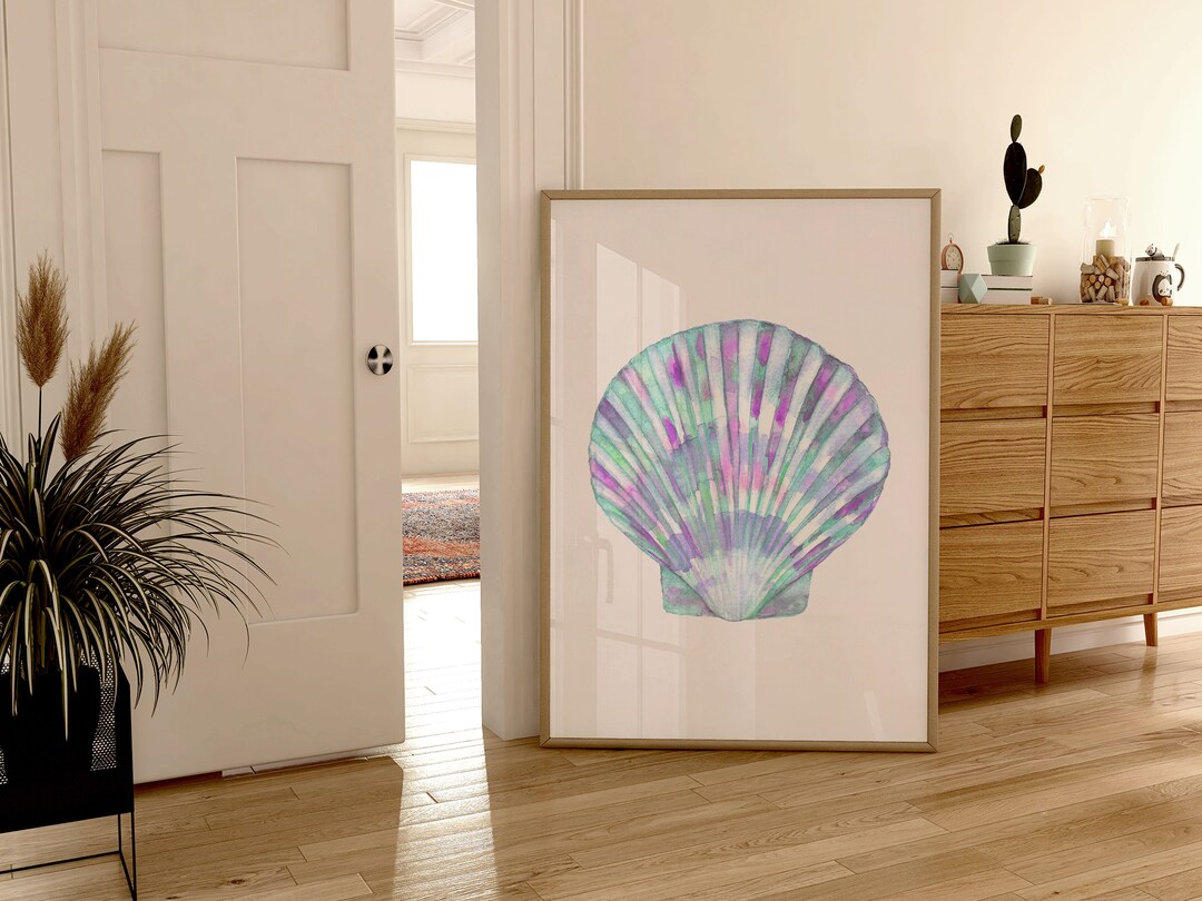 Trendy Seashell Poster Coastal Print Beach House Beachy Surf Retro ...