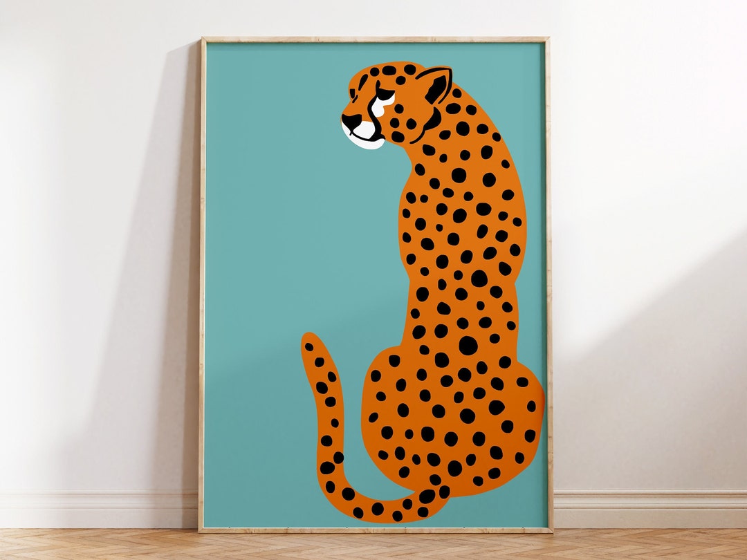 Cheetah Print, Light Blue Leopard Art Print, Boho Home Decor, Light ...