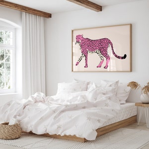 Cheetah Print, Pink Leopard Art Print, Boho Home Decor, Blush Pink Wall Art, Jungle Poster ...