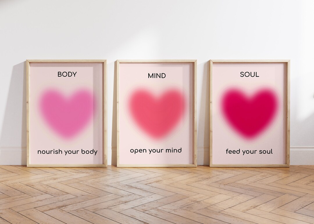 Mind Body Soul PRINTABLE Positive Aura Print Set of 3 Spiritual Wall ...