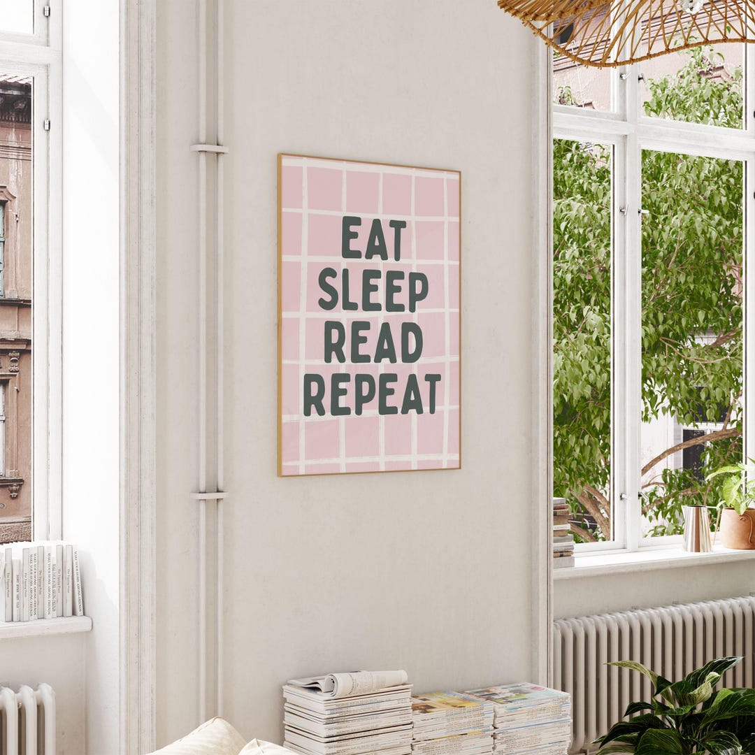 Eat Sleep Read Repeat Print, Digital Art Download, Cute Library Card ...