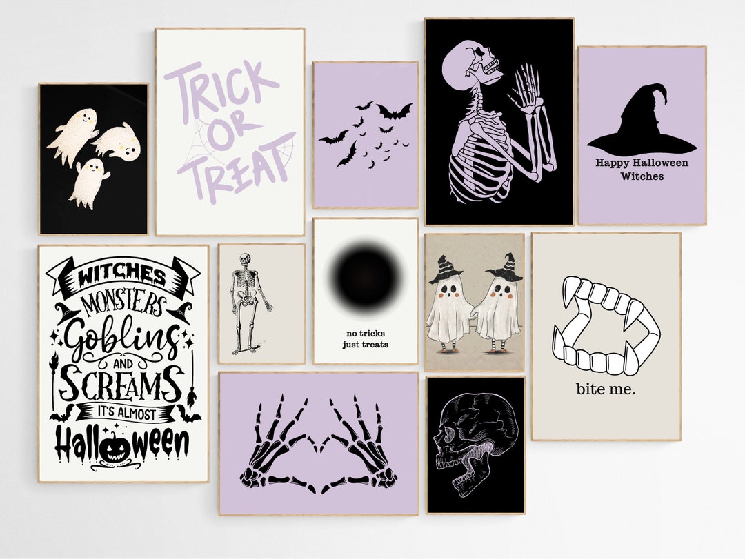 Purple Halloween Decor Set of 12 Printables, Witchy Decor, Boho ...