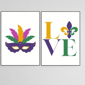 Mardi Gras Decor Set of 8 PRINTABLES, Mardi Gras Decorations, New ...