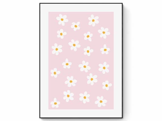 Pink Daisy Decor Daisy Flower Print Daisy Art Daisy Wall - Etsy