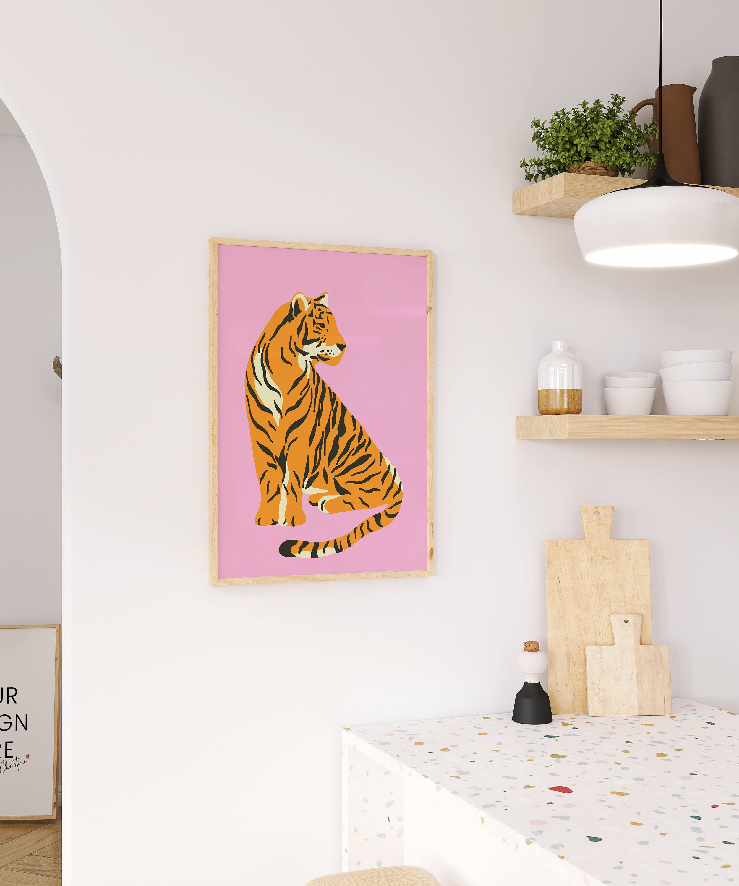Tiger Print, Pink Leopard Art Print, Boho Home Decor, Pink Wall Art ...