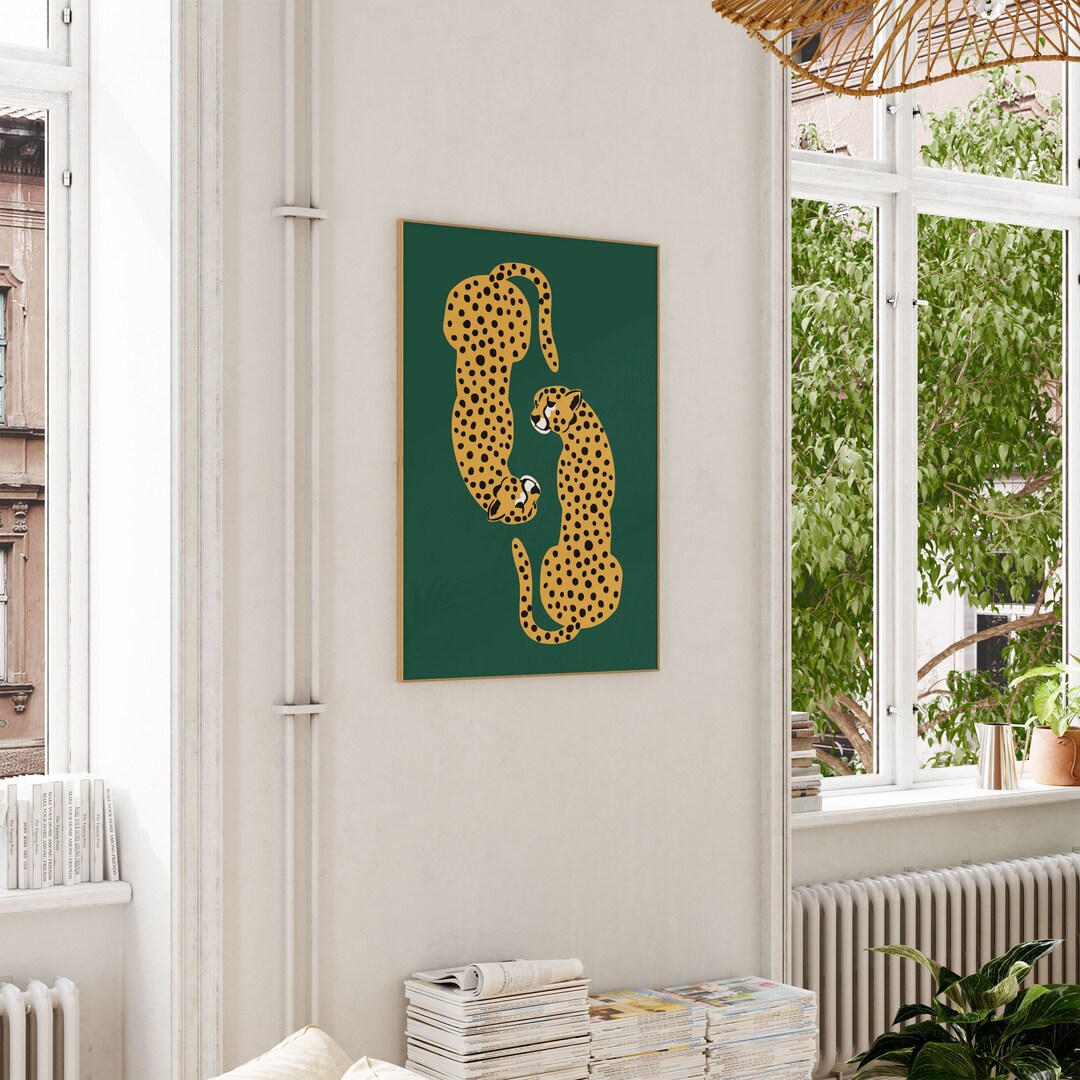 Boho Cheetah Art, Spirit Animal, Boho Wild Cat Illustration, Leopard ...