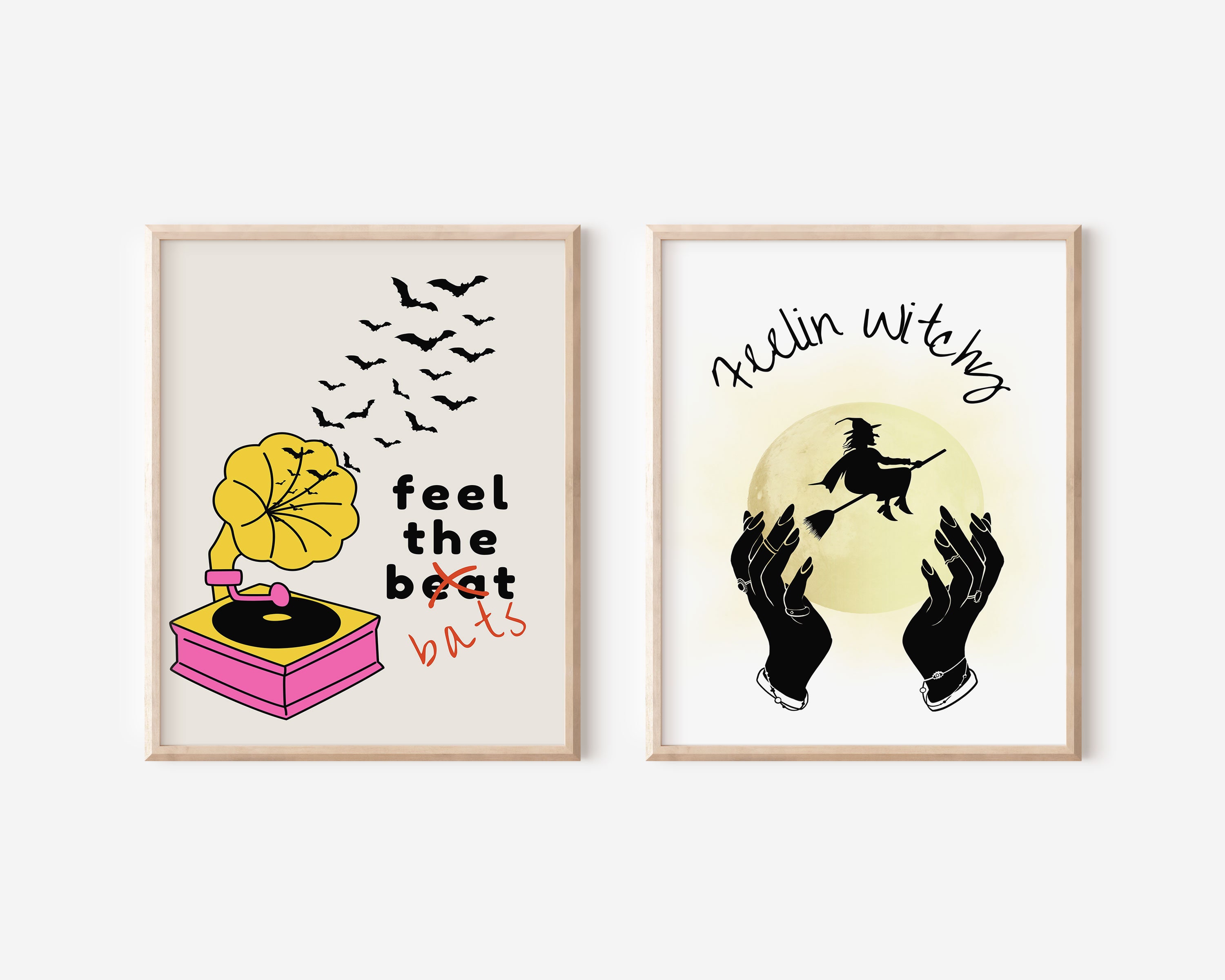 Vintage Retro Halloween Set of 8 Prints, Cute Fall Decor, Trendy ...
