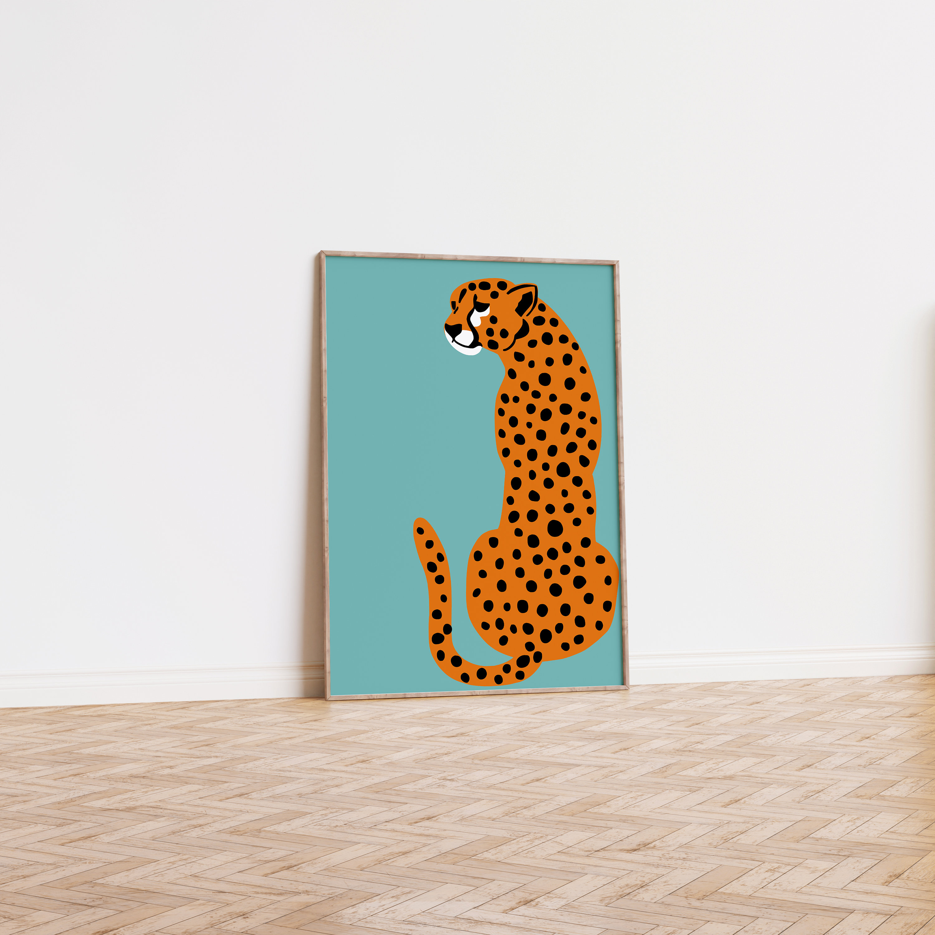 Cheetah Print, Light Blue Leopard Art Print, Boho Home Decor, Light ...