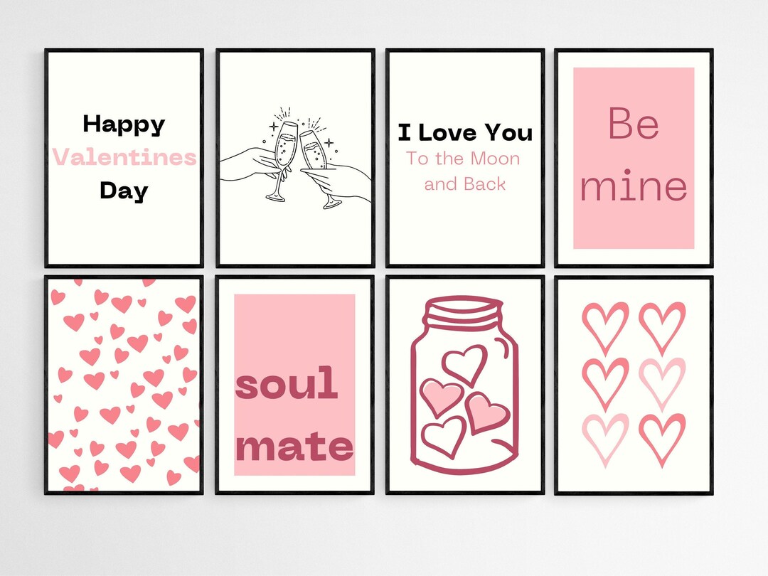 Valentines Day Decor Set of 8 PRINTABLES, Valentines Printables ...