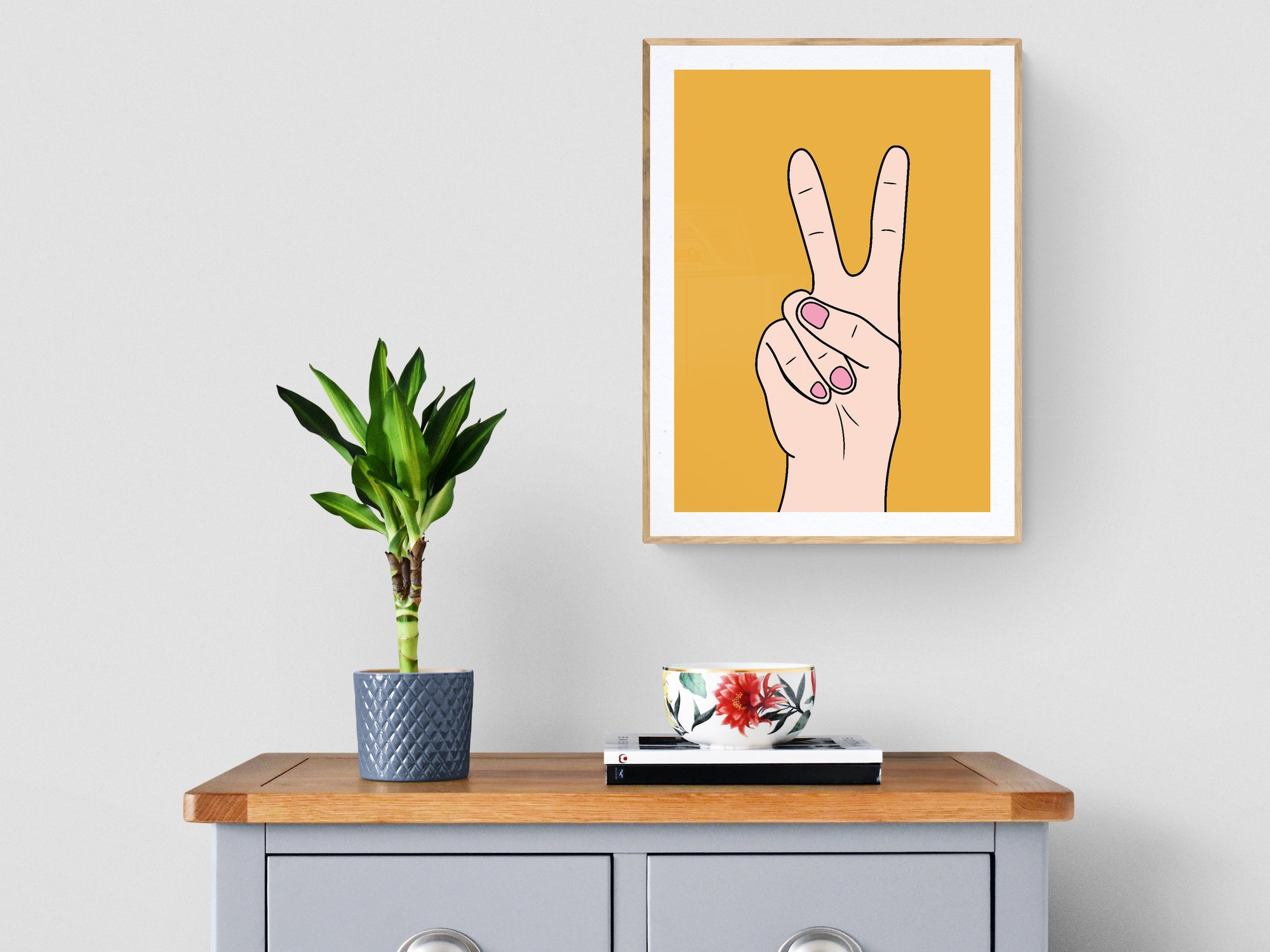 Peace Sign Print, Hand Illustration Art, Printable Wall Art, Peace ...