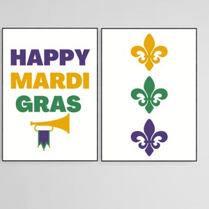 Mardi Gras Decor Set of 8 PRINTABLES, Mardi Gras Decorations, New ...