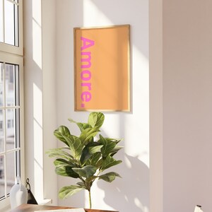 Orange and Magenta Pink Amore Printable, French Love Quote Poster ...