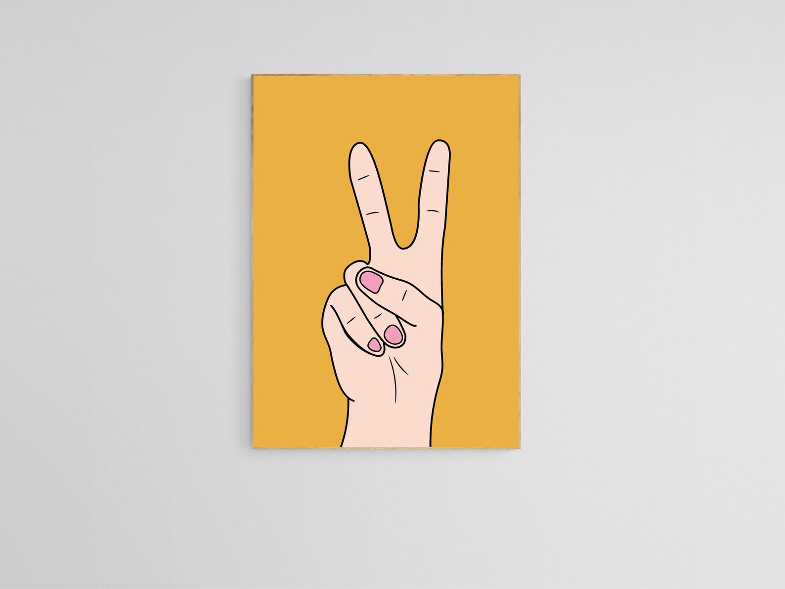 Peace Sign Print Hand Illustration Art Printable Wall Art - Etsy