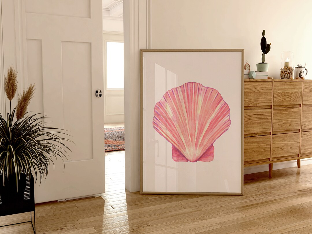 Trendy Seashell Poster Coastal Print Beach House Beachy Surf Retro ...