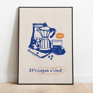 Coffee Set of 2 Printables, Food Print, Modern Kitchen Decor, Blue ...