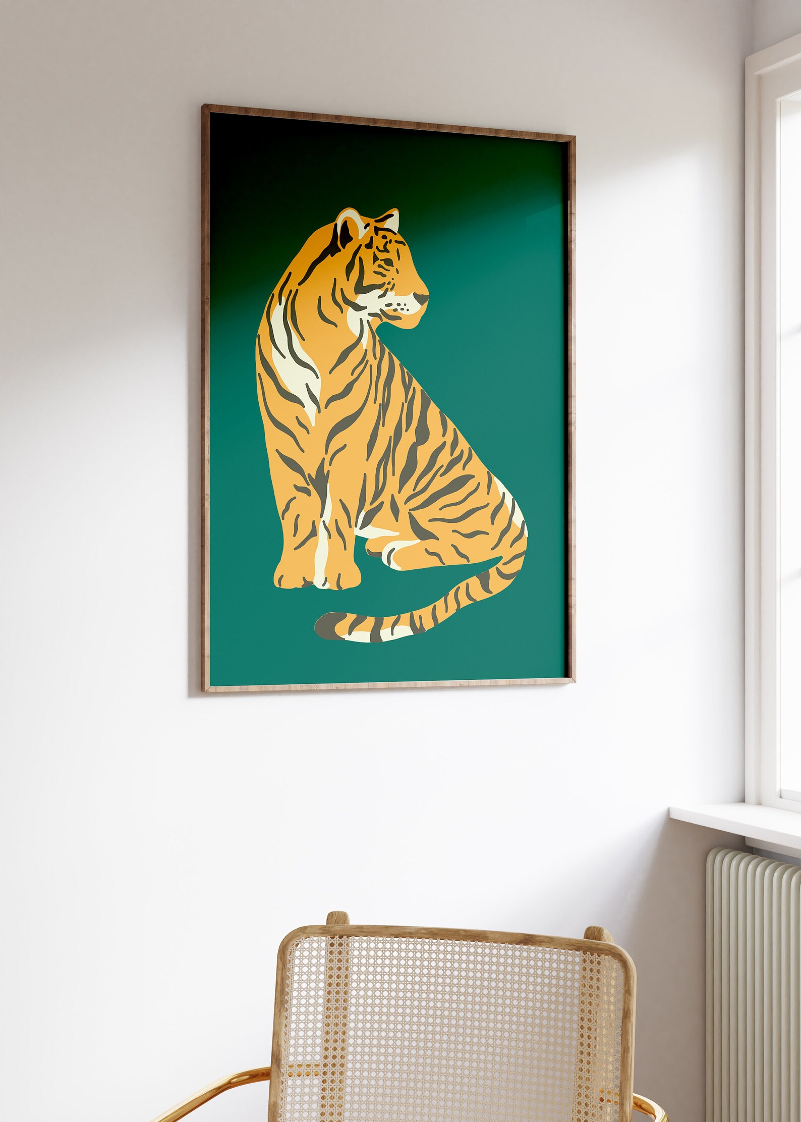 Tiger Print, Emerald Green Leopard Art Print, Boho Home Decor, Green ...