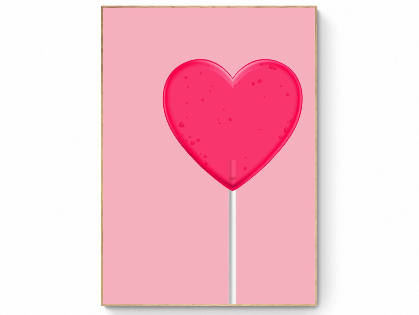 Heart Shaped Lollipop Print, 90's Sweets Wall Art, Candy Shop Decor ...